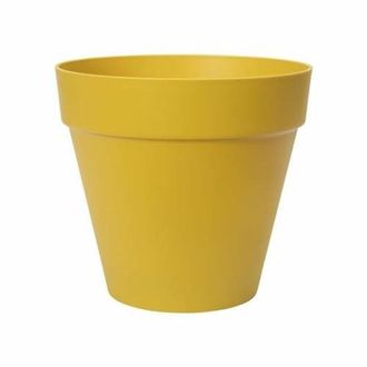 ELHO Loft Urban Rund 25 - Blumentopf für Außen - 100% recyceltem Plastik - Ø 24.5 x H 22.0 cm - Gelb/Ocker