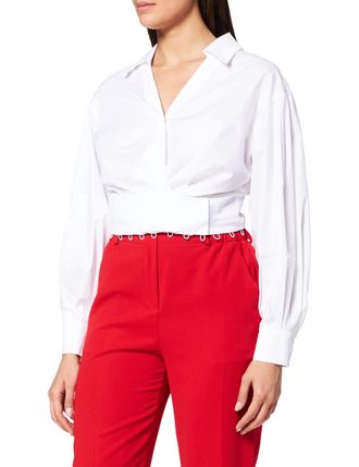 Ipekyol Womens Lenght Crop poplin Blouse, Off White, 34