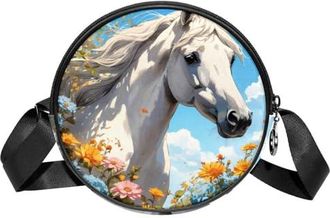 Generic Petit sac &agrave; bandouli&egrave;re circulaire pour femme, sac &agrave; bandouli&egrave;re avec fermeture &eacute;clair, bretelles r&eacute;glables, style d&eacute;contract&eacute;, pour femmes et filles