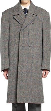 Thom Browne Homme, Manteaux, Gris, Taille: L Hunting Tweed Oversized Peacoat