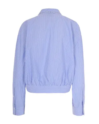 Pinko Womens Shirt Charita White-Light Blue Cotton White/light