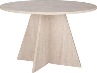 Hanah Home Table &agrave; manger en bois Virella - 120 x 120 x 75 cm - Travertin