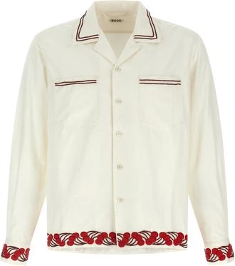 Bode Homme, Chemises, Blanc, Taille: L Cherry Lane Beaded Shirt