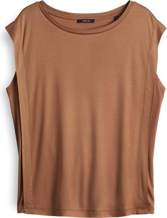OPUS Damen Kurzarmshirt | Jerseyshirt SALLO Regular mit seitlichem Falteneinsatz golden Oak, 44