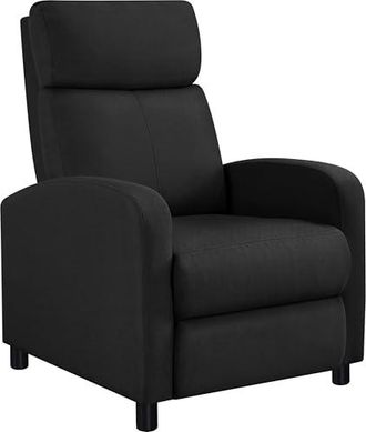 Yaheetech Fauteuil de Relaxation Chaise de Détente Siège de Canapé Fauteuil Relax/Chambre à Coucher/Home Cinéma Noir/Tissu