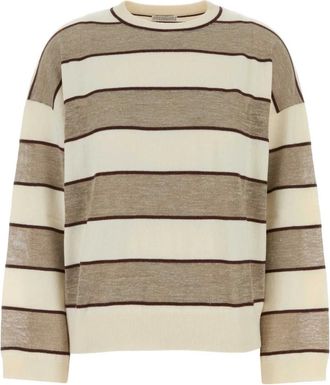 Brunello Cucinelli Femme, Pulls, Beige, Taille: 42 FR Pull Oversize Brod&eacute;e en M&eacute;lange de Laine