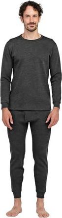 Lapasa Ensemble de sous-Vêtements Thermiques Homme Chaleur Extrême avec Doublure Veloutée Ultra Épaisse Haut Maillot de Corps Pantalon Bas Hiver M63 Gris Fon