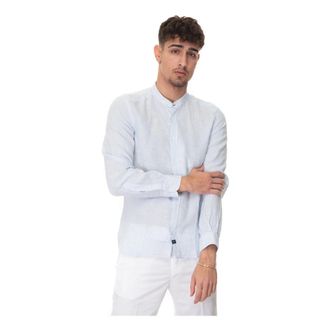 Fay Shirt mit Guru-Kragen- gewaschener Effekt - - Shirts - Herren - Blau - XS