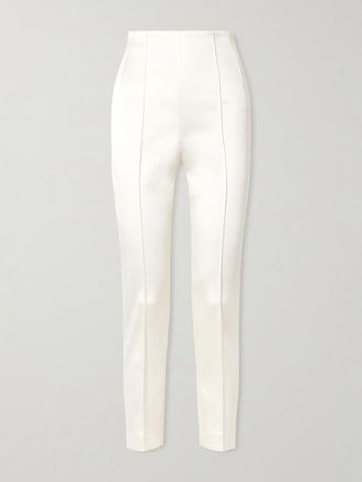 Wardrobe.NYC Pantalon Fusel&eacute; En Cr&ecirc;pe Satin&eacute; Recycl&eacute; - Blanc cass&eacute;