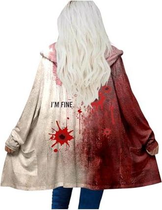 Generic 2026 Cardigan à manches longues avec poche pour femme Imprimé Halloween, café, XXL