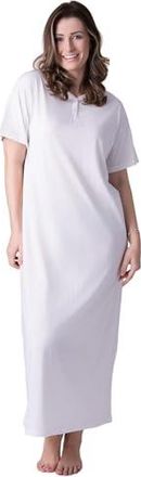 Camille Nuisette pour Femme 100% Coton Bio - Chemise de Nuit Longue en Coton léger à Motif Floral Coupe décontractée Style Maxi avec Manches Courtes, Pois crè