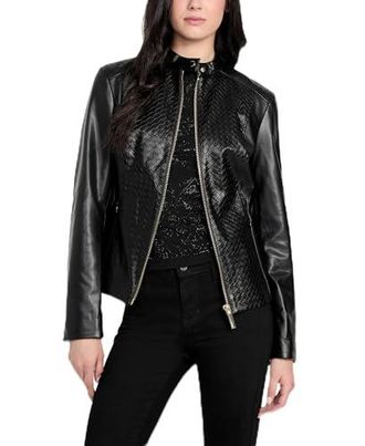 Guess Motard en similicuir Mel pour femme, noir profond, X-Small