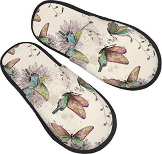 Generic Chaussons Femme Homme Motif Papillon Animal Chaud Chaussons Confort Chaussures DInt&eacute;rieur Antid&eacute;rapant Chausson DHiver Pour Voyager H&ocirc;tel Int&eacute;rieur M