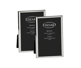 Edzard 2er Set Bilderrahmen Genua für Foto 9 x 13 cm, edel versilbert, anlaufgeschützt, mit Samtrücken