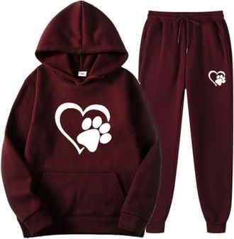 Generic Ensemble dentraînement 2 pièces pour femme - Tenue dhiver et dautomne à capuche confortable - Vêtement de détente décontracté à capuche et pantalon de