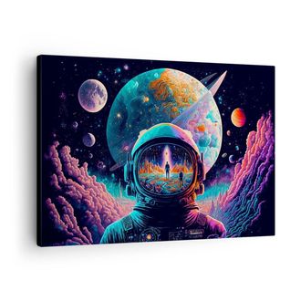 Arttor Bilder auf Leinwand Astronaut Futuristisch Kosmos Leinwandbild 70x50cm Wandbilder Dekoration Wohnzimmer Schlafzimmer K&uuml;che Deko Klein Wanddeko Bild Wa
