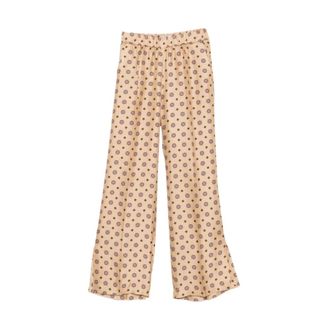 Alberto Biani Femme, Pantalons, Beige, Taille: 36 FR Printed Silk Wide Pantalons