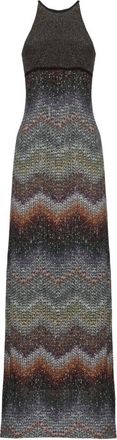 Missoni Femme, Robes, Multicolore, Taille: 38 FR Longue Robe Dos Nu en Maille Zigzag Grec avec Sequins