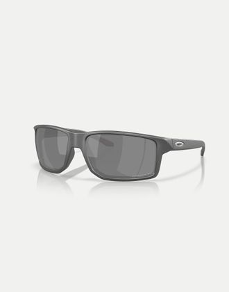 Oakley Gibston XL - Rechteckige polarisierte Stahl-Sonnenbrille mit schwarz verspiegelten Gläsern-Grau