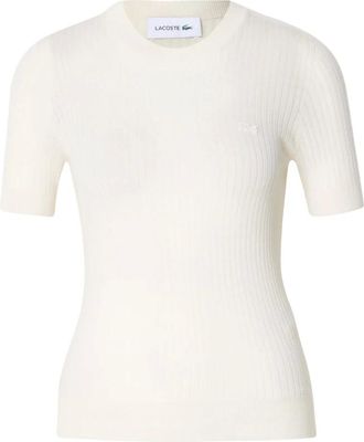 Lacoste Femme, Pulls, Blanc, Taille: 38 FR Maille ras du cou