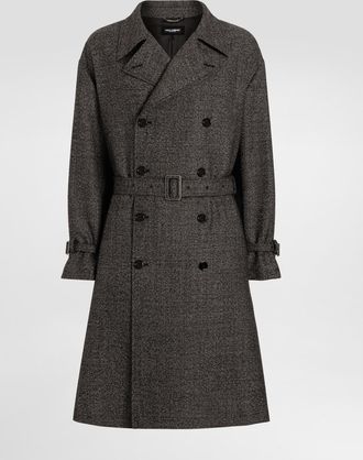 Dolce & Gabbana Zweireihiger Trenchcoat Aus Wolle - Mann Mäntel Und Jacken Mehrfarbig 48