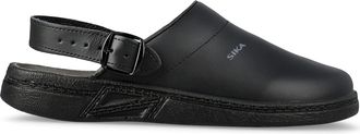 Sika SRC Pantoletten Herren & Damen mit Verstellbarem Fersenriemen | Pantolette Herren & Damen Schwarz aus Wasserabweisendem atmungsaktivem Leder | Ideal f