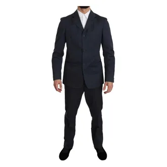 Romeo Gigli Homme, Costumes, Bleu, Taille: L Ensemble Deux Pi&egrave;ces 3 Boutons en Coton Uni