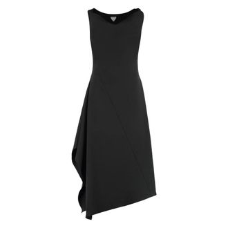 Bottega Veneta Baumwollkleid mit Seitenschlitz - - Dresses - Damen - Schwarzk - M