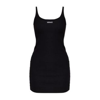 Versace Femme, Robes, Noir, Taille: 46 FR Logo Dress