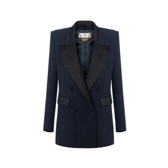 Elisabetta Franchi Zweilagige Krepp- und Satinjacke - - Jackets - Damen - Schwarzk - S