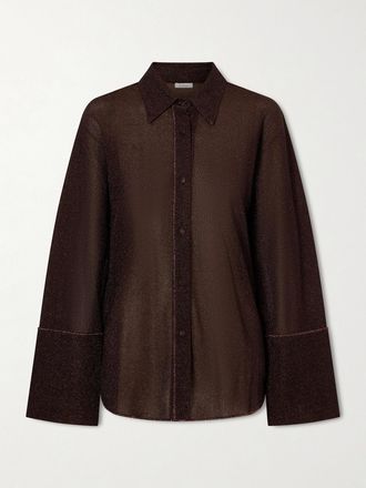 Os&eacute;ree Lumi&egrave;re Hemd Aus Metallic-stretch-strick - Braun