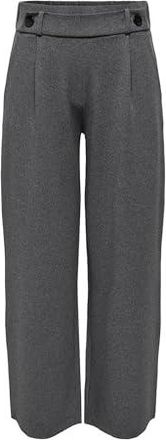 Jacqueline de Yong JdY Geggo New Long Pant JRS Noos Pantalon plissé, Mélange de Gris Moyen/détail : Boutons Noirs, 36 Femme