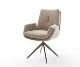 DELIFE Drehstuhl Clea-Flex Boucl&eacute; Schlamm Kreuzgestell breit Effektfinish Titan 360&deg; drehbar Wippfunktion, Esszimmerst&uuml;hle