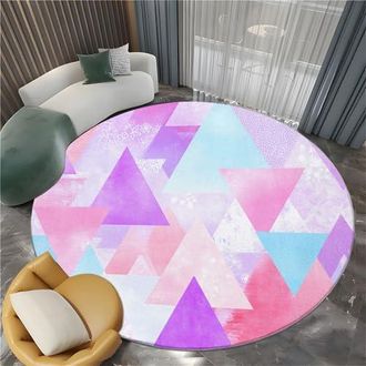 Generic Rose Tapis Rond antid&eacute;rapant Minimalist, Doux et Lavable en Machine Tapis Rond &agrave; Motif &Eacute;pissure G&eacute;om&eacute;trie pour Chambre &agrave; Coucher Salon Salle &agrave; Manger 