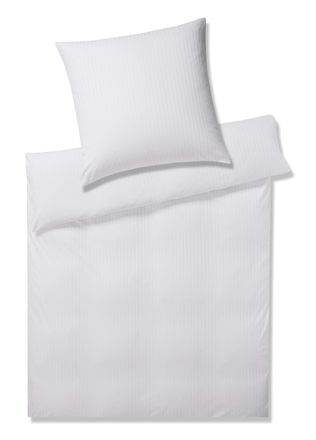 Elegante Jersey Bettw&auml;sche Solid Stripe Weiss Kissenbezug einzeln 40x80 cm