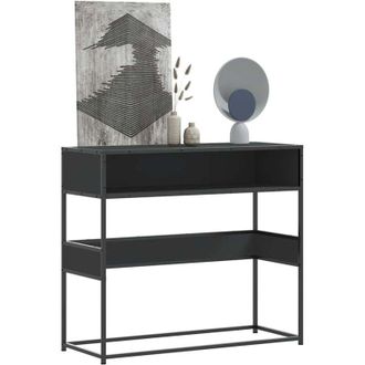 vidaXL Table console noir 90x35x80 cm bois ding&eacute;nierie - Vidaxl