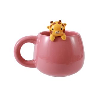 i-Total Keramiktasse mit Tiermotiv aus Keramik am Rand, Tasse f&uuml;r Tee oder Kaffee (GIRAFFE)