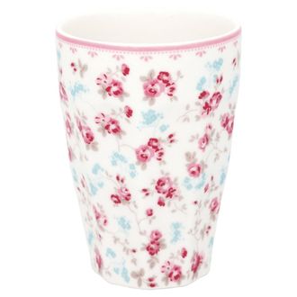 Green Gate FRENCH Latte Cup ELSY Wei&szlig; mit Blumen Muster Kaffeebecher 400 ml