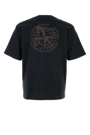 Stone Island Logo-Embroidered Cotton T-Shirt - Blue