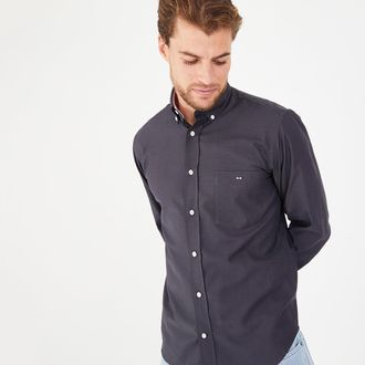 Eden Park Chemise Gris Fonc&eacute; Unie En Coton Old Ref Pp