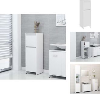 vidaXL Badezimmerschrank Weiß 30x30x95 cm Holzwerkstoff - Badezimmermöbel - Holzschränkchen - Waschtischunterschrank - Stauraum - Weißer Schrank