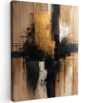 MuchoWow © Wandbilder 30x40 cm Wohnzimmer Wanddeko Schlafzimmer Zimmerdeko Wandgemälde Zimmer Deko auf Wand Dekoration Wall Art Gold - Kunst - Modern - Schwarz