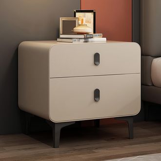 Generic 2-stöckiger Nachttisch, Moderner Nachtschrank Mit 2 Schubladen, Beistelltisch Für Schlafzimmer, Wohnzimmer(Khaki,40cm)