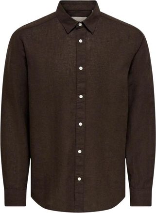 Only & Sons Only & Sons, Homme, Chemises, Brun, Taille: 2XL Onscaiden Life LS Linen Shirt
