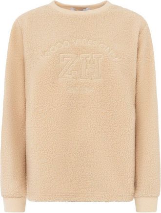Zwillingsherz Sweatshirt Good Vibes Teddy Sweater, Pr&auml;gung auf Vorderseite, Rundhals, &Auml;rmelb&uuml;ndchen