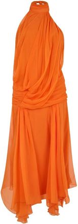 Alberta Ferretti Femme, Robes, Orange, Taille: 42 FR Longue robe drap&eacute;e en soie