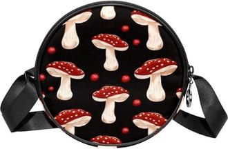 Generic Sac &agrave; bandouli&egrave;re rond rond pour femme, petit sac &agrave; bandouli&egrave;re champignon avec fermeture &eacute;clair, bretelles r&eacute;glables, d&eacute;contract&eacute; pour femmes et fill
