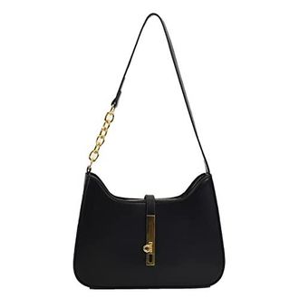 Generic Petit sac &agrave; bandouli&egrave;re en cuir v&eacute;g&eacute;talien pour femme - Sac &agrave; main &eacute;l&eacute;gant sous les bras - Petit sac &agrave; main pour femme, Noir, small