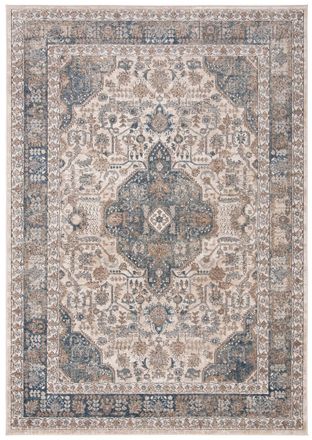 Safavieh Traditionell Teppich f&uuml;r Wohnzimmer, Esszimmer, Schlafzimmer - Oregon Collection, Kurzer Flor, Beige und Grau, 155 X 229 cm