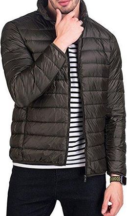 Missmao Homme Veste Zipper Hiver Manteau Ultra L&eacute;ger Manche Long Blouson Chaud Parka Chaud Doudoune Arm&eacute;e Verte S